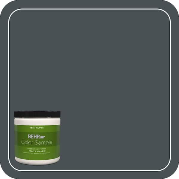 BEHR PREMIUM PLUS 8 oz. #720F-7 Dark as Night Semi-Gloss Interior ...