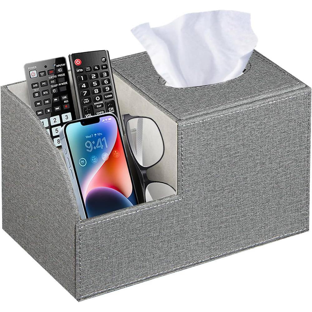 CLAVIE Square Tissue Box Cover with Storage Corner in Gray HD-TBL-PUSC ...