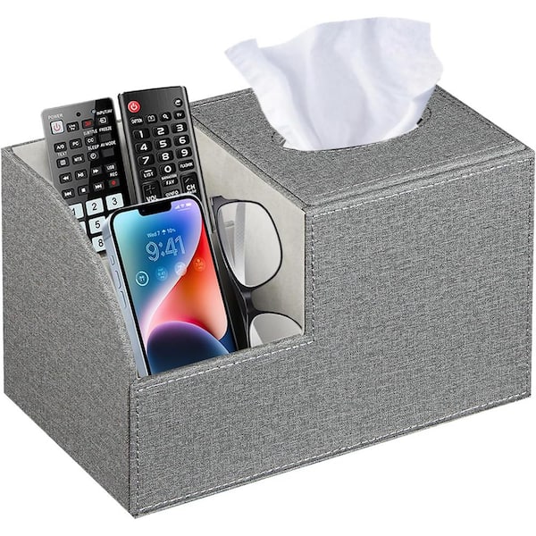 CLAVIE Square Tissue Box Cover with Storage Corner in Gray HD-TBL-PUSC ...