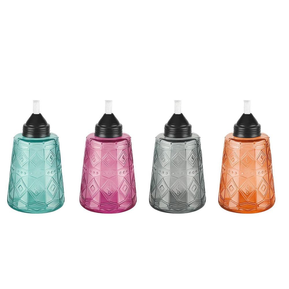 Justincity 12 oz. Multi-Color Glass Table Top Citronella Outdoor Torch ...