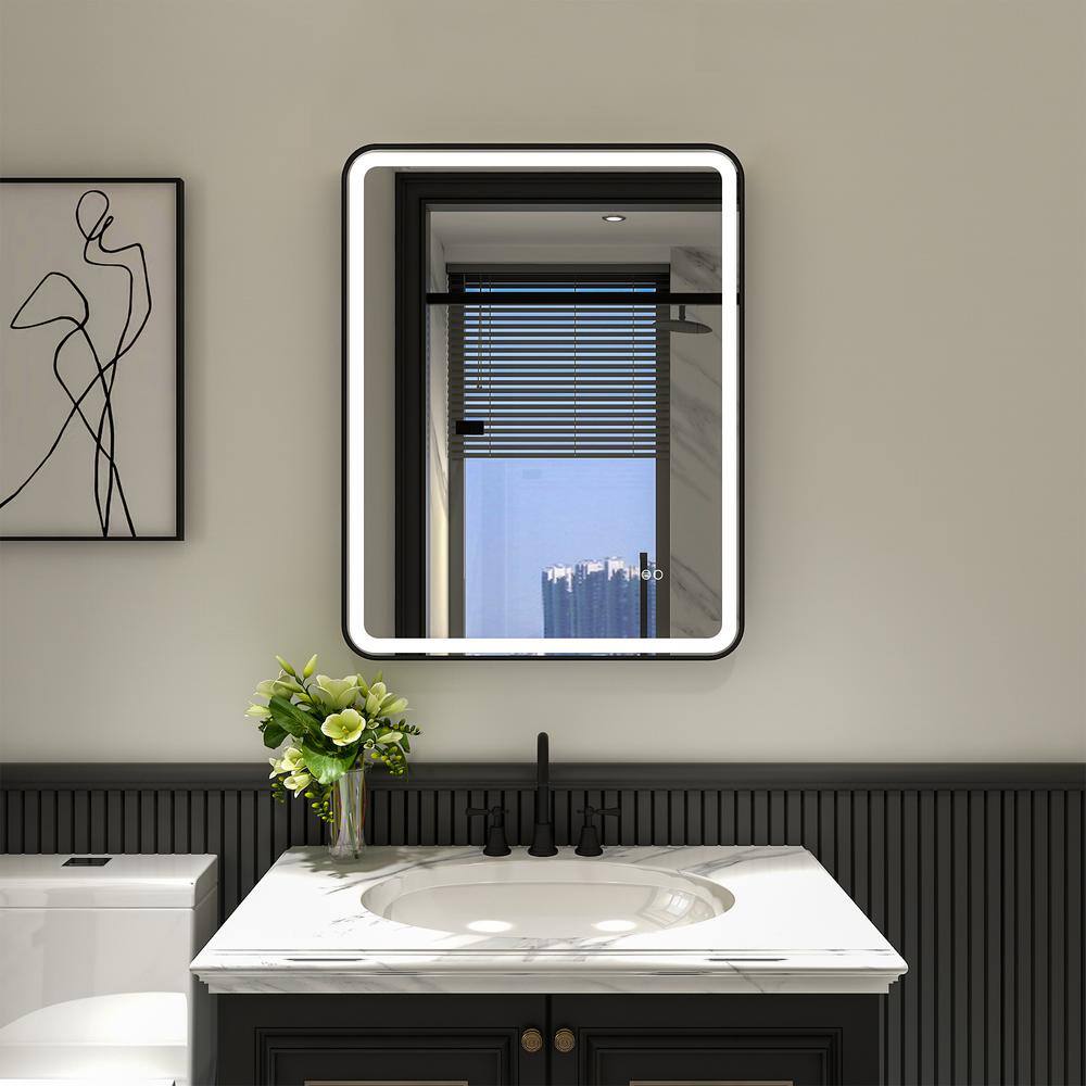 ANGELES HOME 28 in. W x 36 in. H Rectangular Aluminum Framed Wall Mount ...