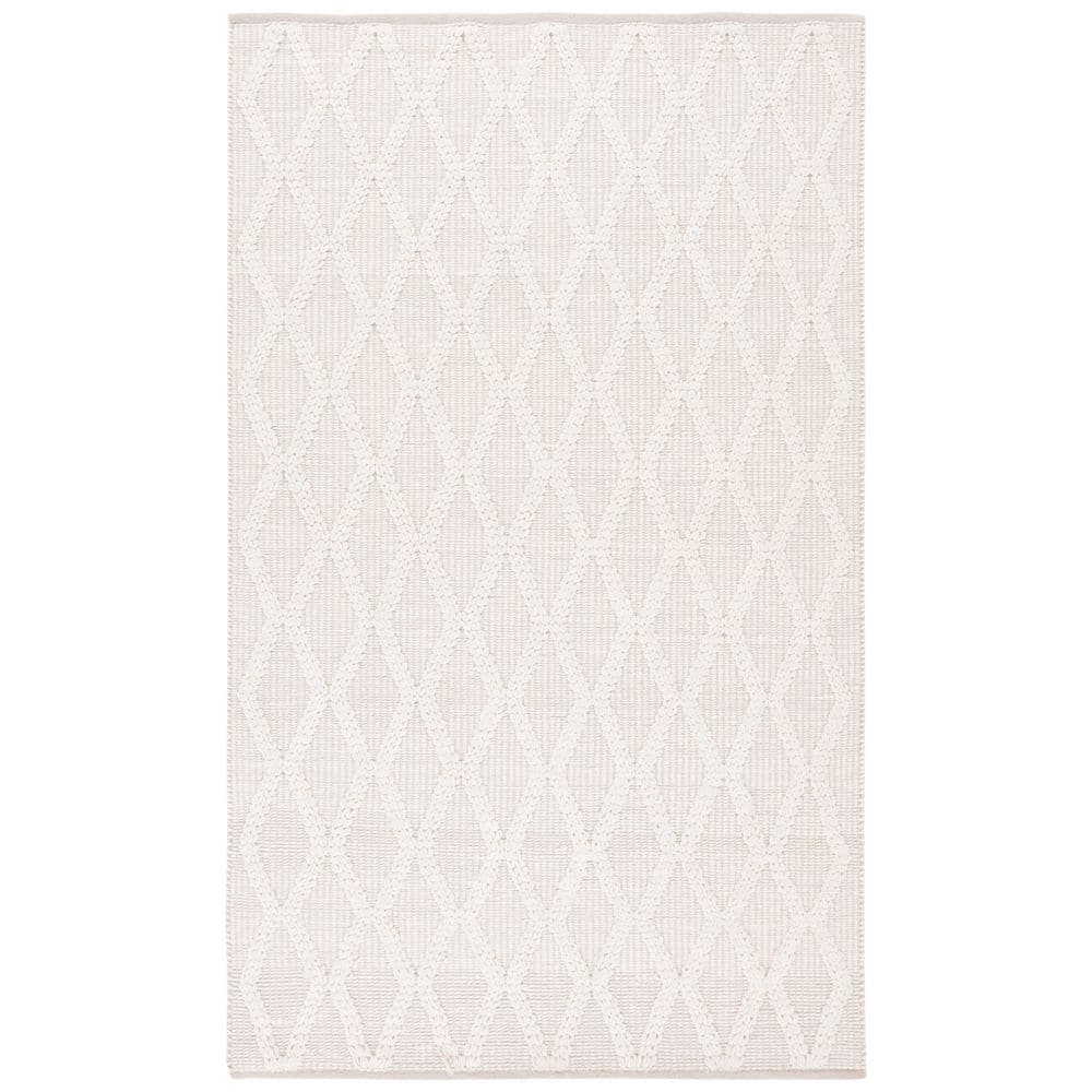 SAFAVIEH Natura 4 ft. x 6 ft. Ivory Chevron Striped High-Low Area Rug ...