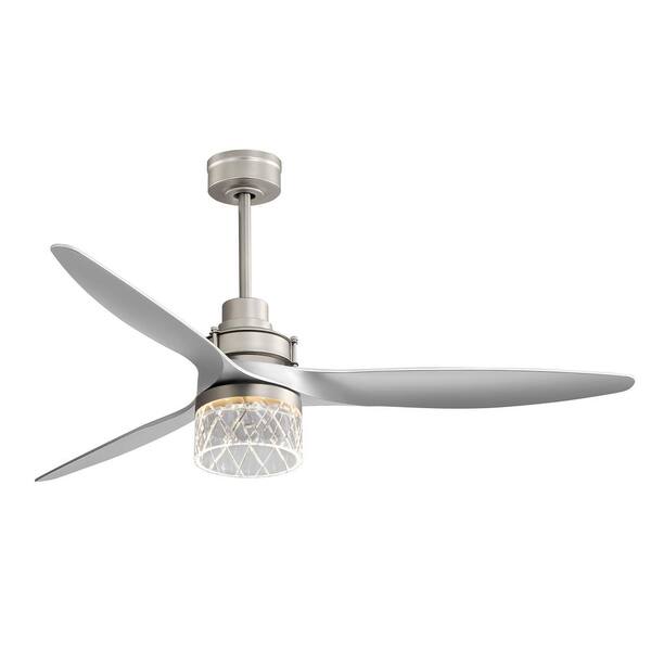 Breezary Radar 52 in. Indoor Integrated LED Silver Ceiling Fans with ...