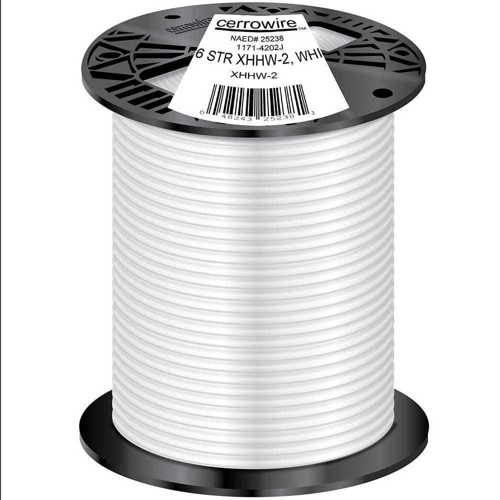 Cerrowire 500 ft. 6 Gauge White Stranded Copper THHN Wire 1171-4202J ...