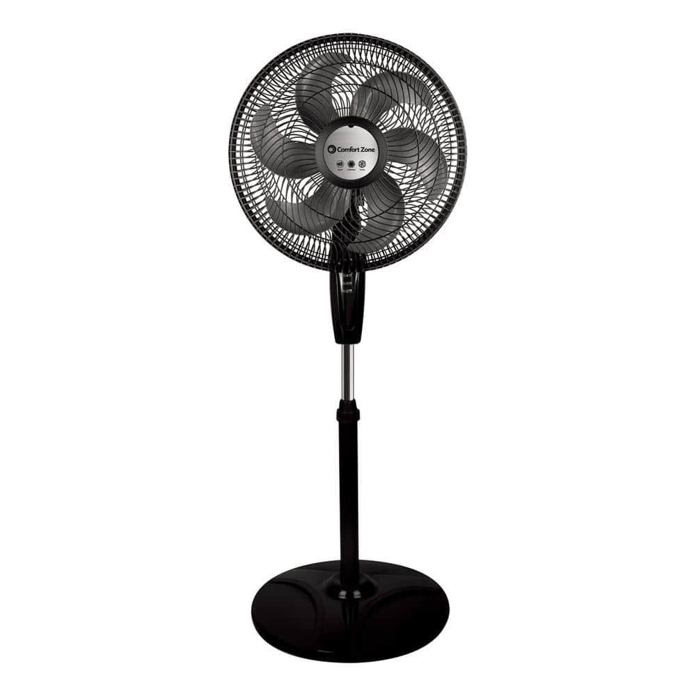 Comfort Zone Powr Curve Adjustable 45 in. Oscillating Pedestal Fan with ...