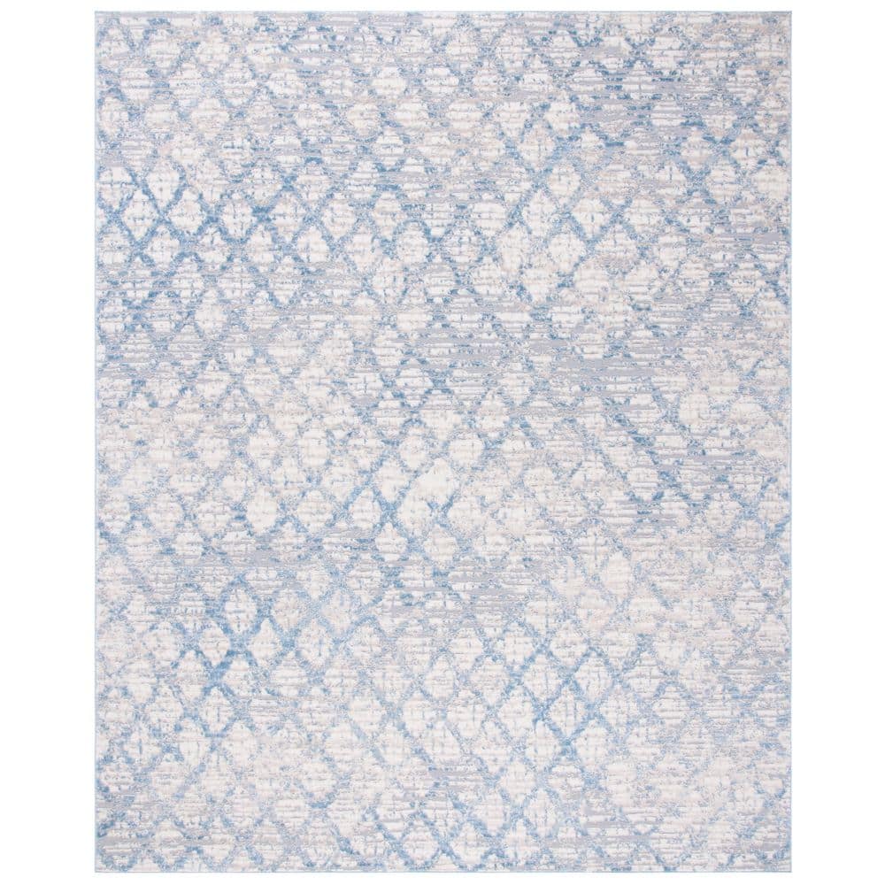 SAFAVIEH Lagoon Blue/Ivory 8 ft. x 10 ft. Distressed Diamonds Area Rug ...