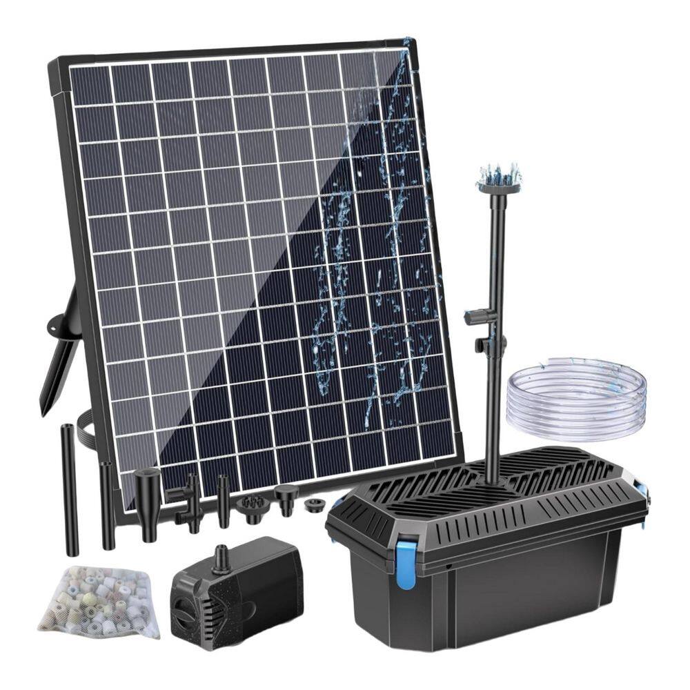 Phewnyzo 25W Solar Pond Filter with Adjustable Fountain Pump and Tubing ...