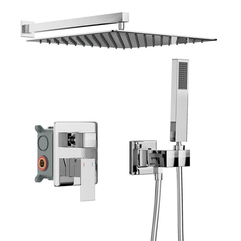 GIVING TREE 2-Spray Patterns 12 in. Dual Shower Heads Wall Mount Fixed ...
