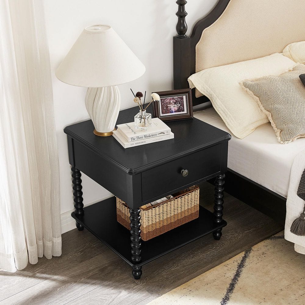 Morden Fort Rustic Vintage 24 in Black Square Wood Spindle End Table ...