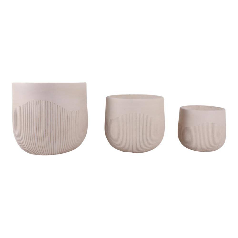 Liv & Skye 11 in., 14 in., and 18 in. Ivory Resin Wavy Ribbing ...