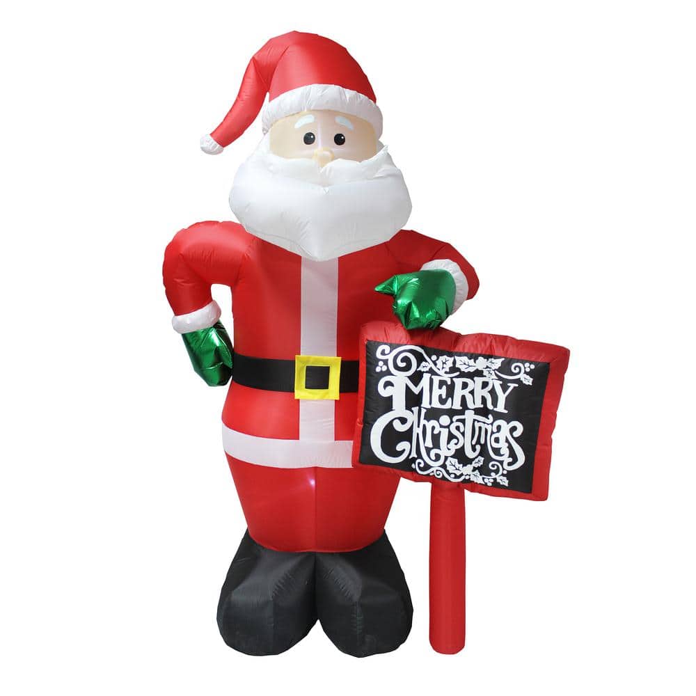 National Tree Company 8 ft. Inflatable Santa with Sign DF-2020118FTL ...