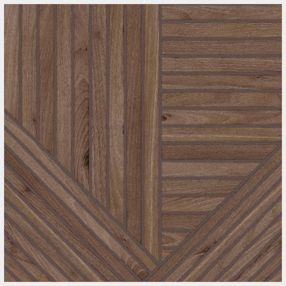 Merola Tile Tangram Wood Walnut 8 in. x 8 in. Porcelain Floor and Wall ...