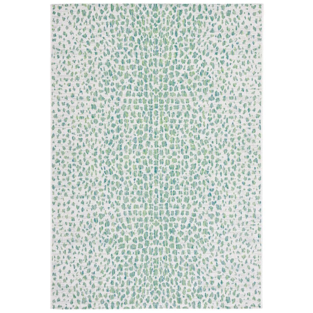 SAFAVIEH Courtyard Ivory/Green 7 ft. x 10 ft. Cheetah Geometric Indoor ...