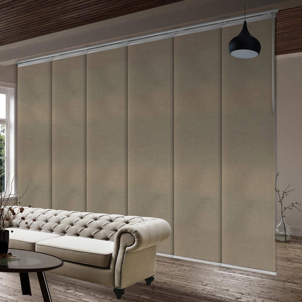 FINE FIXTURES Linen Beige 70 in. - 130 in. W x 94 in. L Adjustable 6 ...