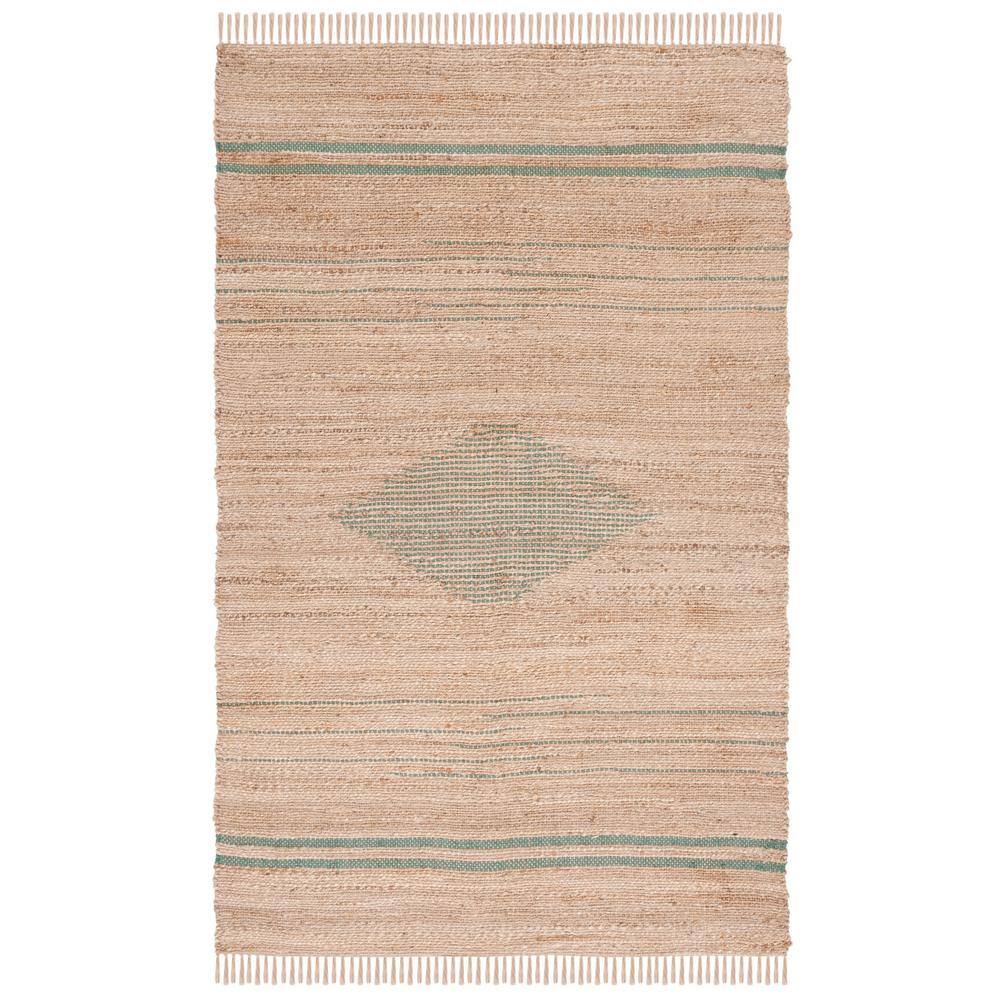 SAFAVIEH Natural Fiber Green/Beige 5 ft. x 8 ft. Woven Geometric Area ...