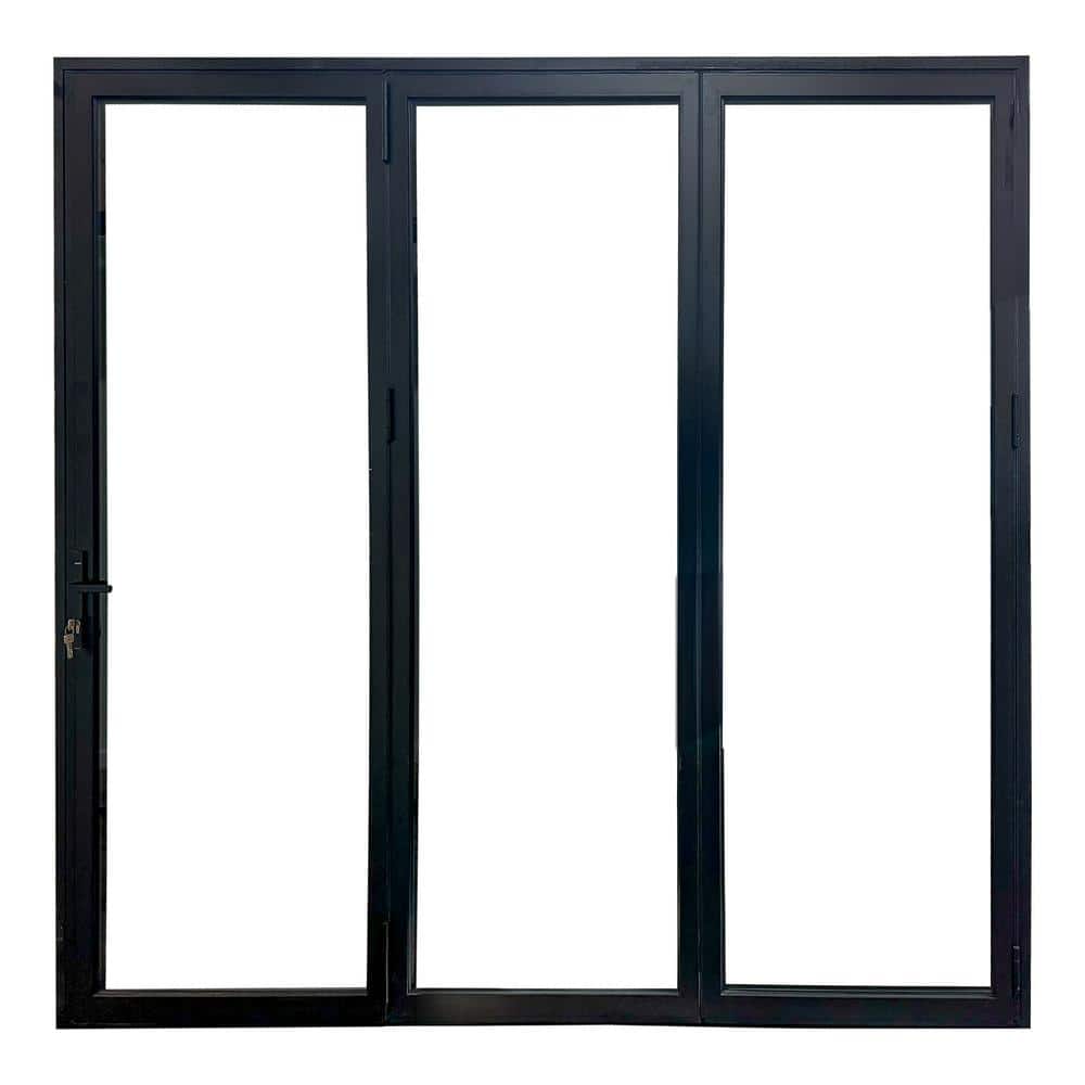 TEZA DOORS Teza 88 Series 108 in. x 80 in. Matte Black Left to Right ...
