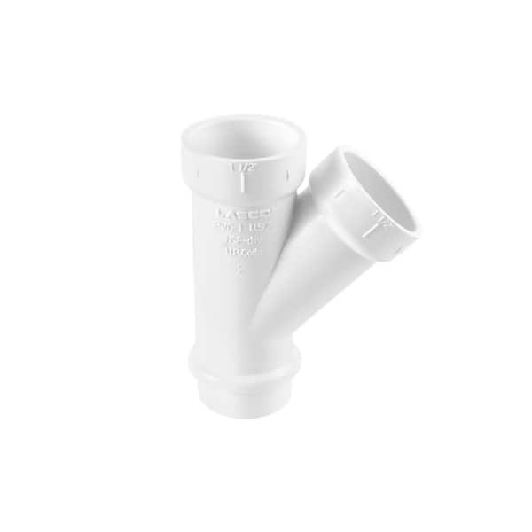 PLUMBFLEX 1-1/2 in. PVC DWV Wye Street S x H x H, White Rigid PVC Drain ...