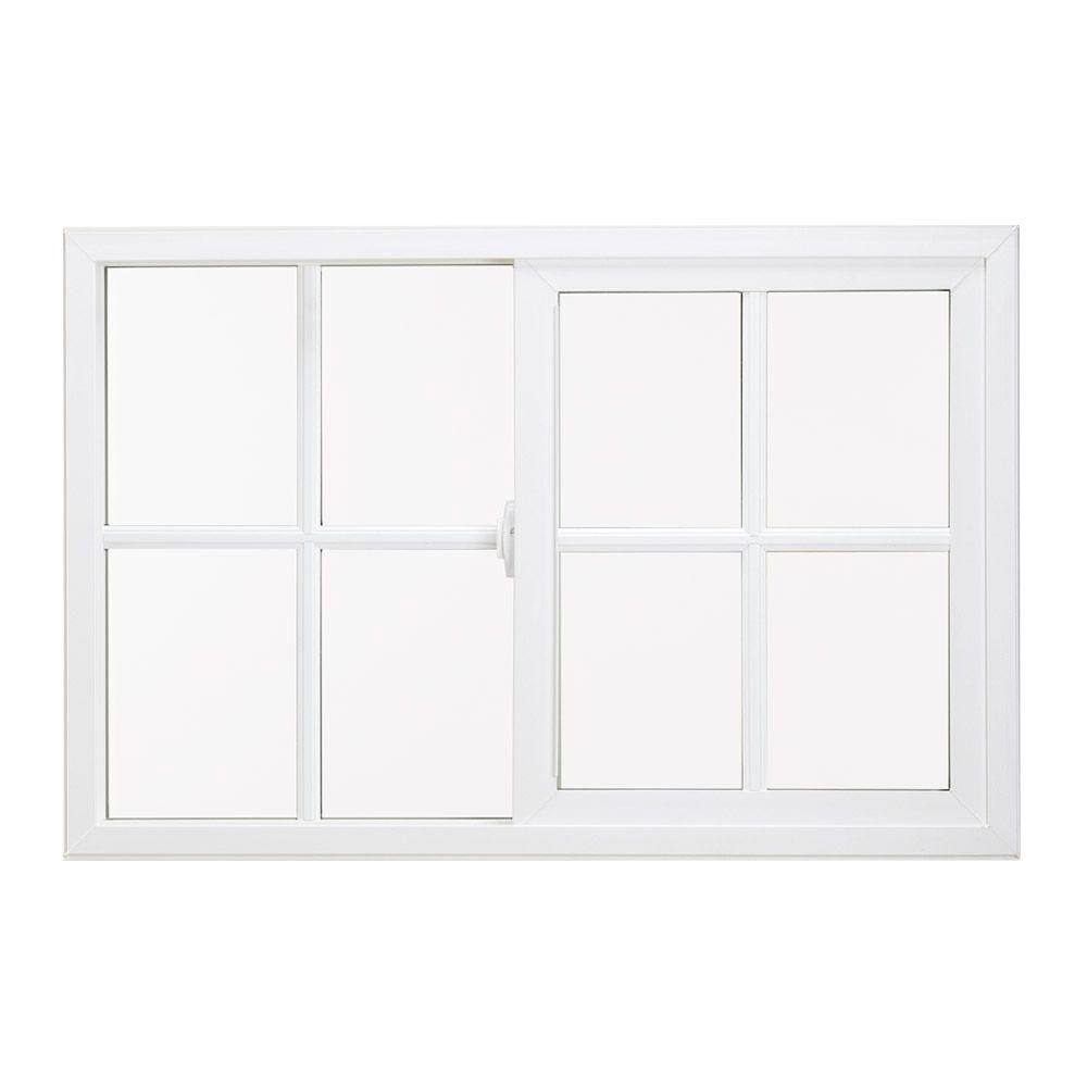 JELD-WEN 23.5 in. x 23.5 in. Premium Atlantic White Vinyl Left-Handed ...