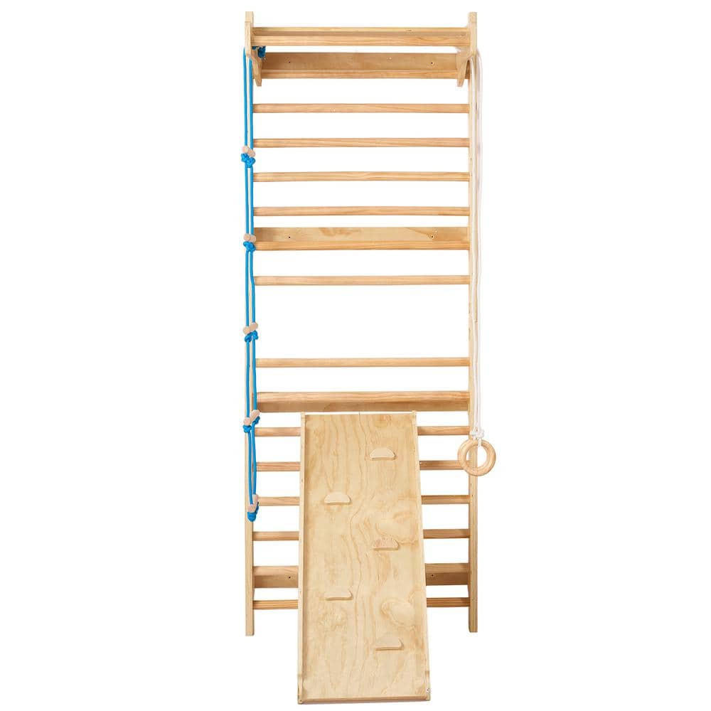 VEVOR Swedish Ladder Wall Gym, 5 in 1 Wooden Indoor Playground Climbing ...