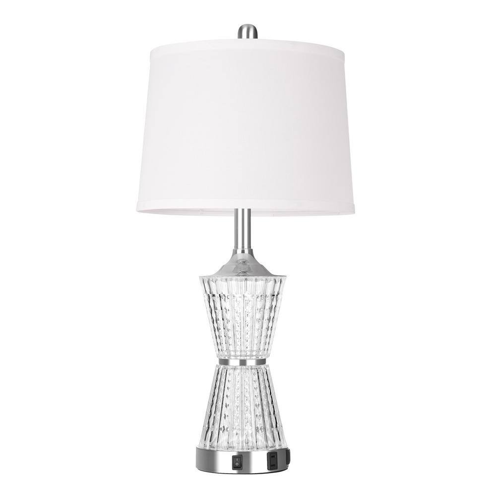 Cinkeda Irin 26 in. Crystal Table Lamp Set With Dual USB Ports and ...