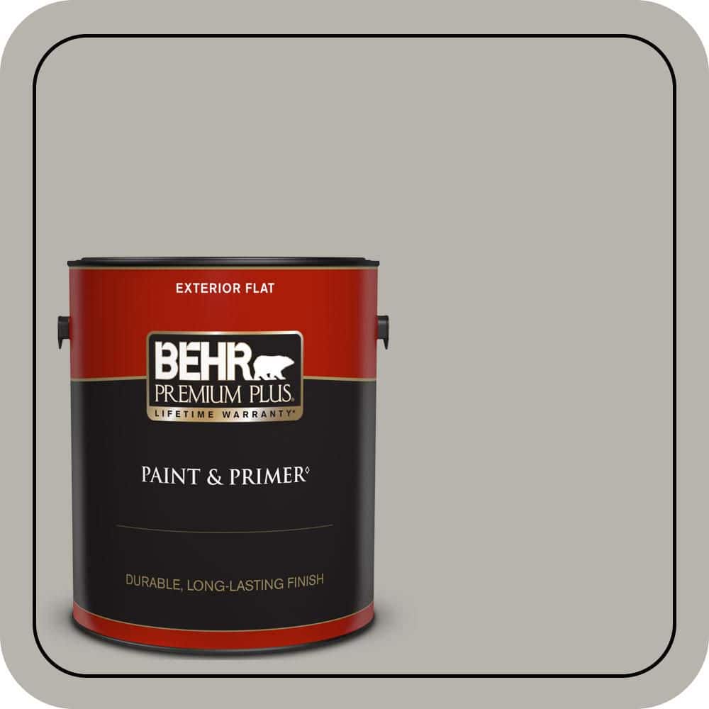 BEHR PREMIUM PLUS 1 gal. #PPU24-11 Greige Flat Exterior Paint & Primer ...