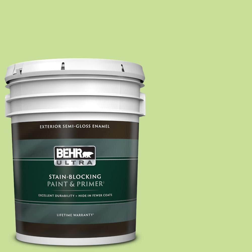 BEHR ULTRA 5 gal. #420A-3 Key Lime Semi-Gloss Enamel Exterior Paint ...