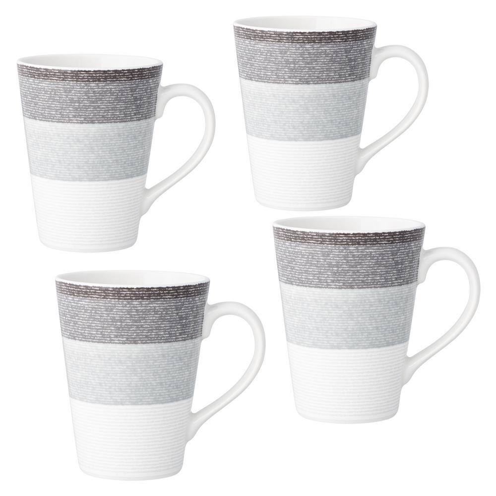 Noritake Colorscapes Layers Charcoal 12 fl. oz. Porcelain Mugs, (Set of ...