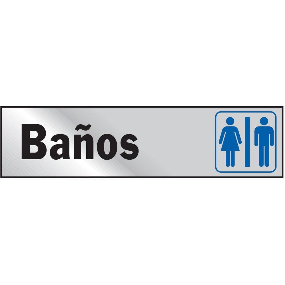 Everbilt 2 in. x 8 in. Aluminum Banos Sign 20813 - The Home Depot