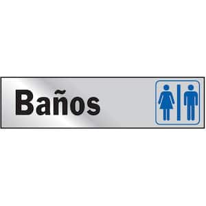 Everbilt 2 in. x 8 in. Aluminum Banos Sign 20813 - The Home Depot