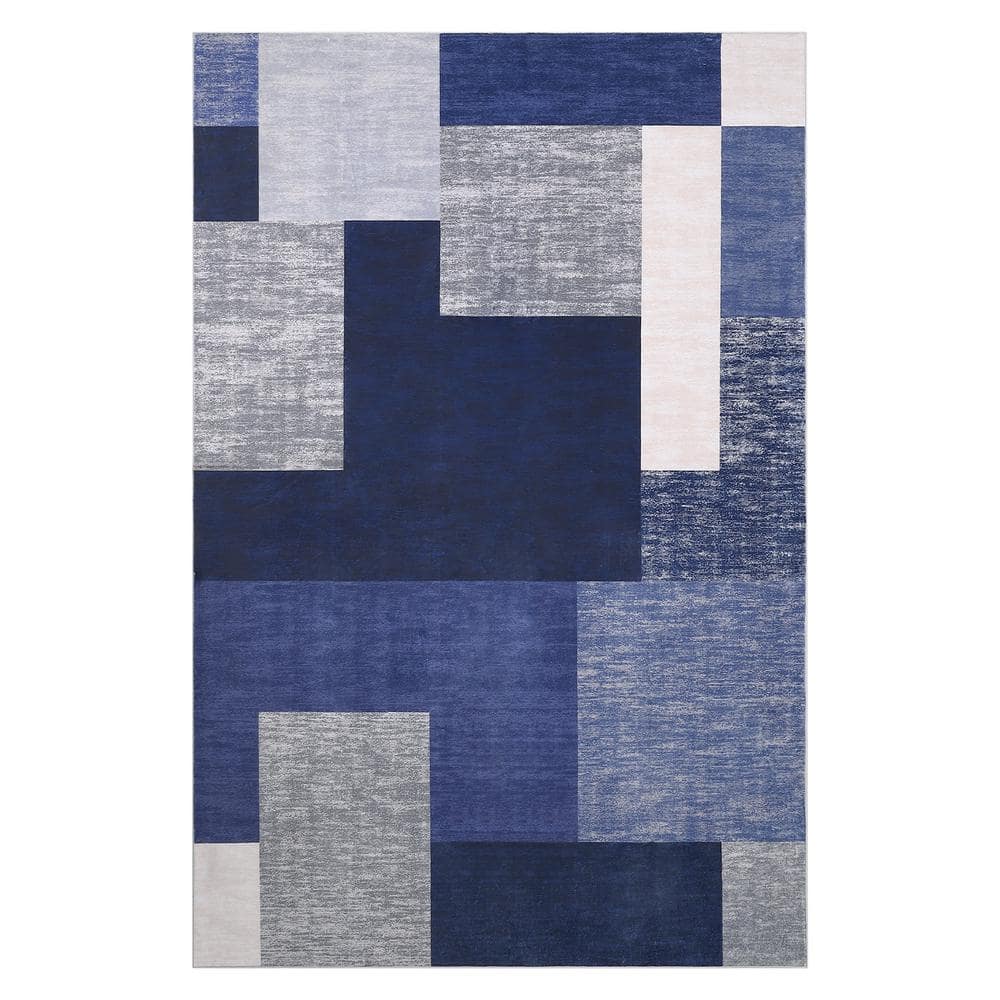 Garvee Blue 5 ft. x 8 ft. Modern Geometric Indoor Area Rug LS_PHO ...