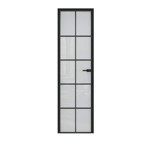 ARK DESIGN 24 in. x 80 in. 10-Lite Frosted Glass Left Black Finished ...