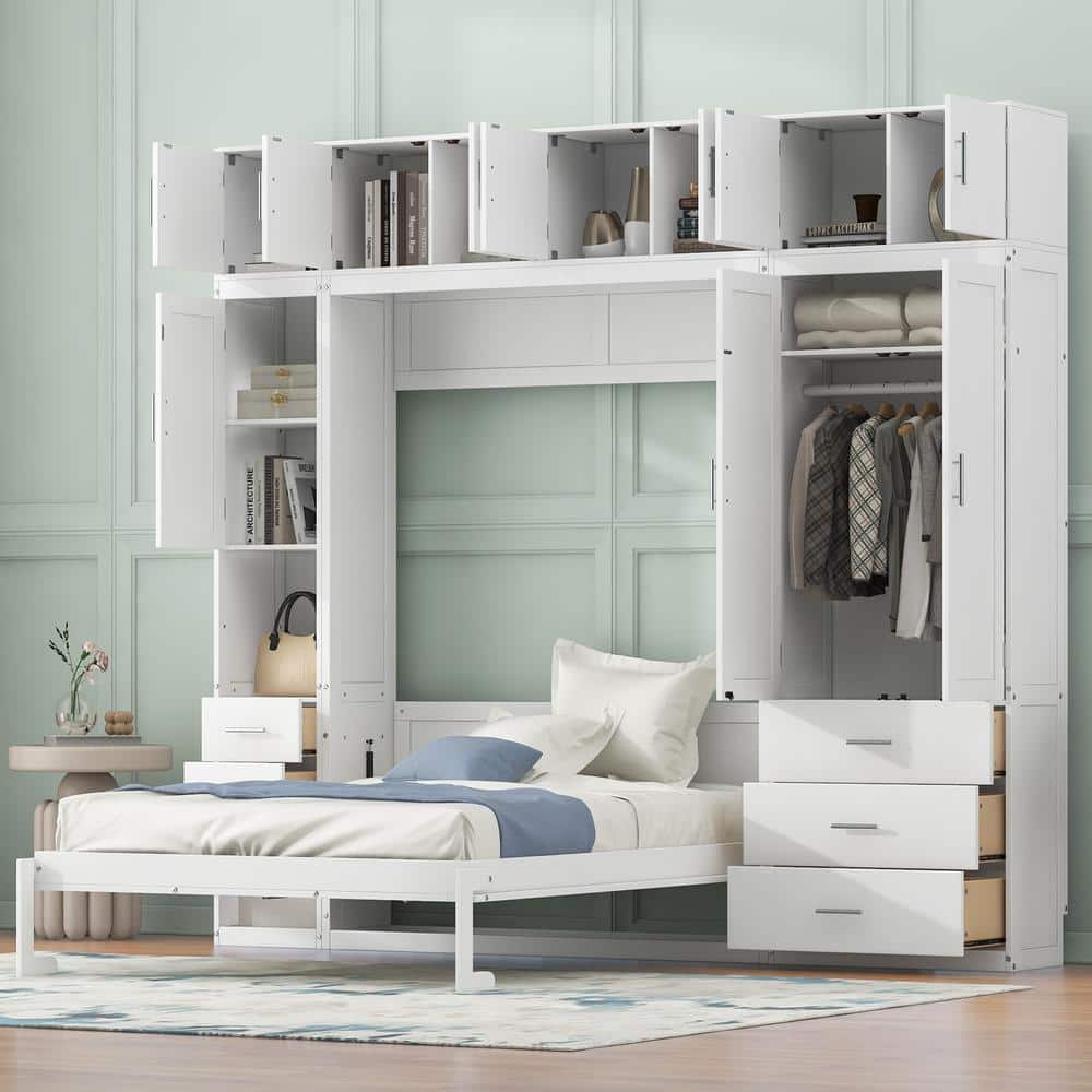 Reviews For Harper And Bright Designs White Wood Frame Full Size Murphy