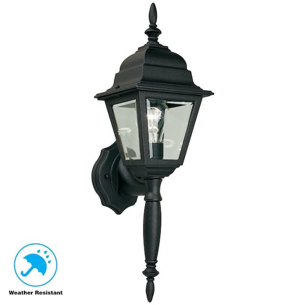 Hampton Bay 19.75 in. Black 1-Light Line Voltage Hardwired Outdoor