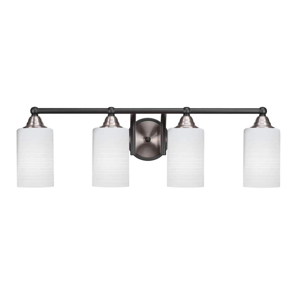 Madison 7 in. 4-Light Bath Bar, Matte Black and Brushed Nickel, White ...