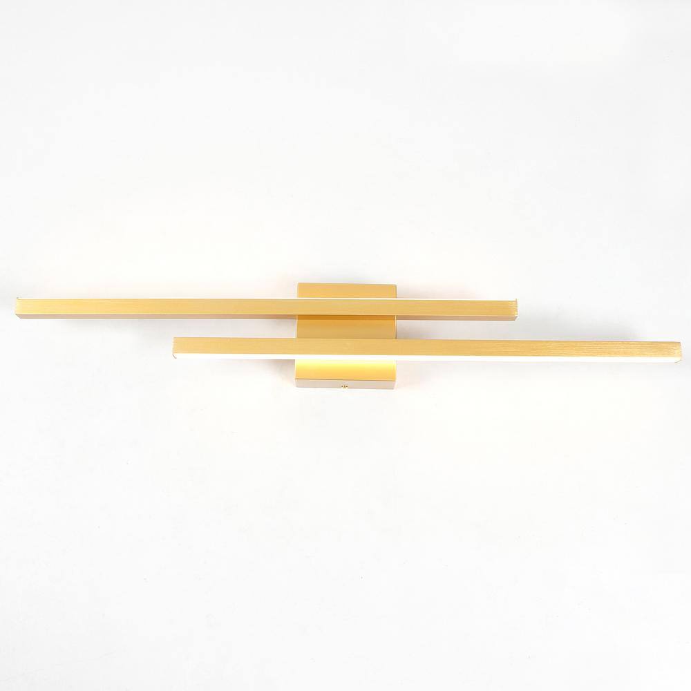 UMEILUCE 32 in. 2-Light Linear Gold LED Dimmable Vanity Light over ...