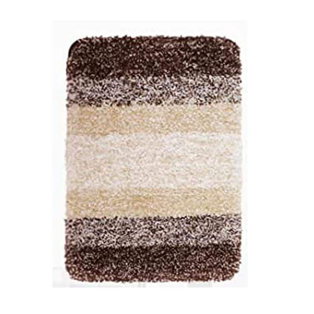 Afoxsos 24 in. x 16 in. Brown Stripe Microfiber Rectangular Contour ...