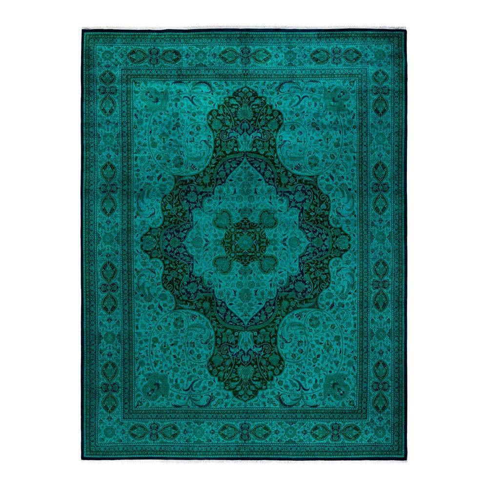 Chloe & Olivia Home Overdyed Green 9 ft. x 12 ft. Solid Wool Indoor ...