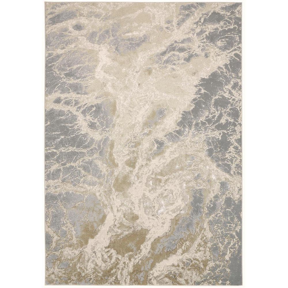 HomeRoots 4 ft. x 6 ft. Gray and Ivory Abstract Area Rug 2000512907 ...
