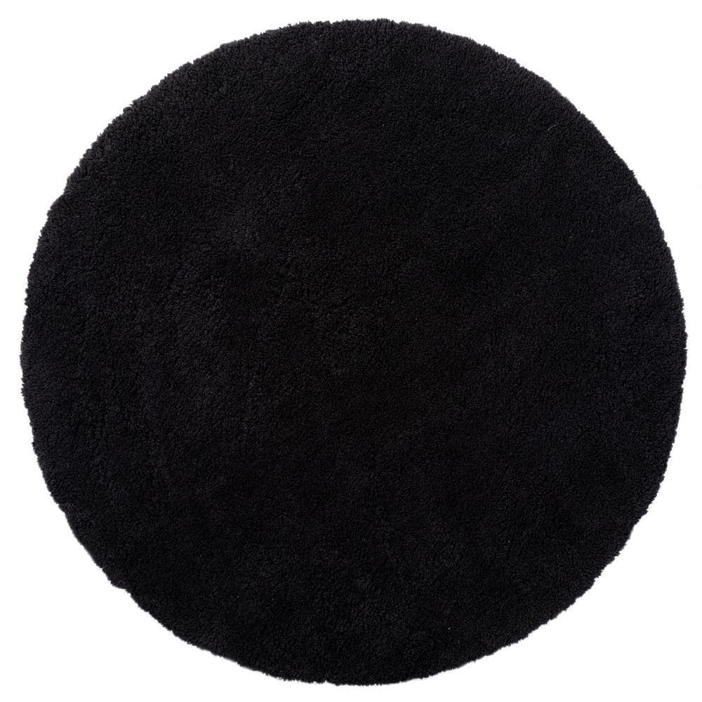 iliebe GHDG Solid Black 4 ft. Shag Plush Round Rug Area Rug GHRDGB44 ...