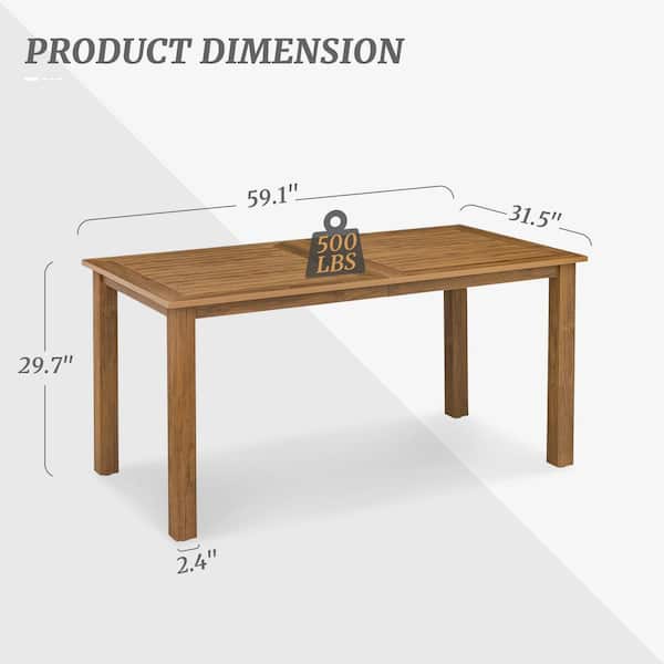 cozyman 6 Person Brown Plastic HDPS Outdoor Dining Table Weather Resistant Rectangle Patio Dining Table for Outside Indoor FBSTABLE 200HD