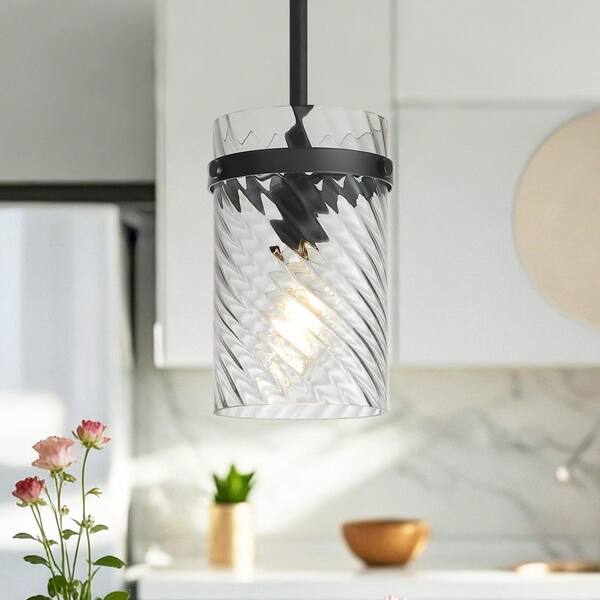 Henveton Modern Industrial 1-Light Pendant Light with Matte Black Metal ...