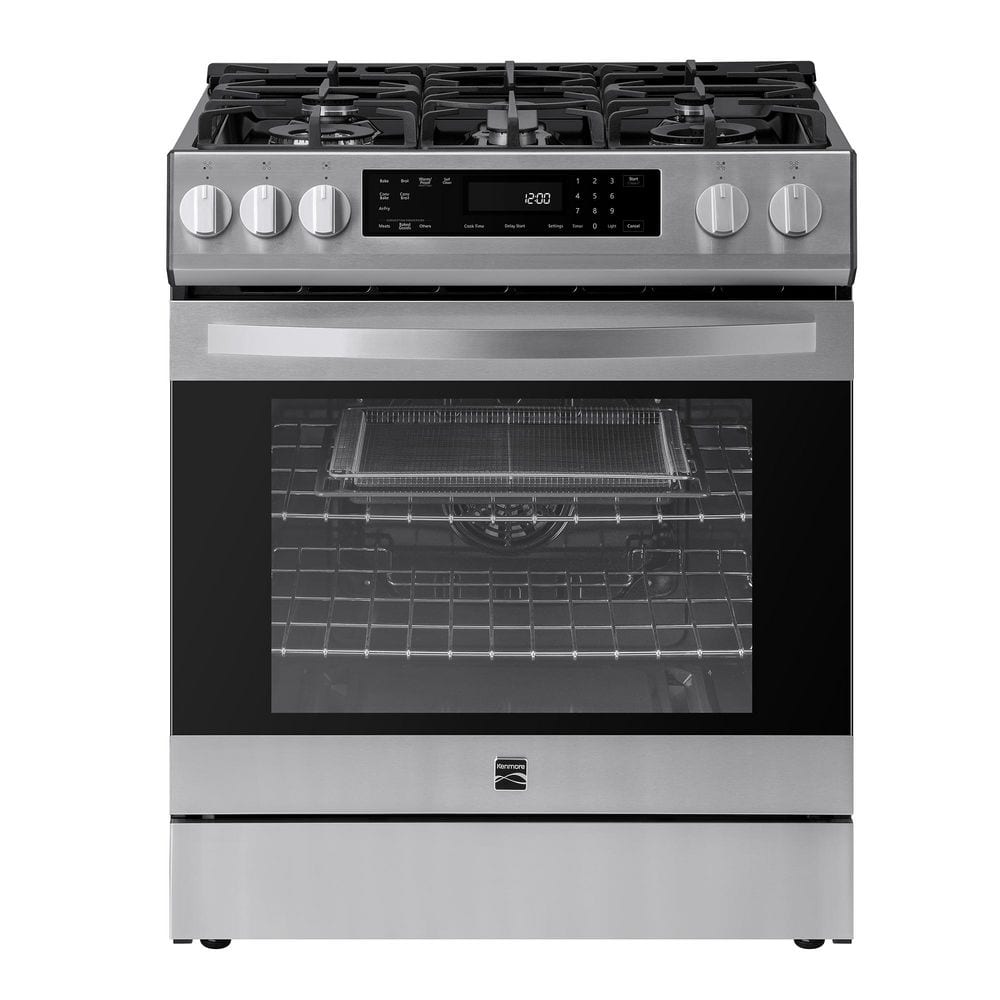 KENMORE 5.6 cu. ft. 5-Burner Gas Range in Stainless Steel with Fan ...