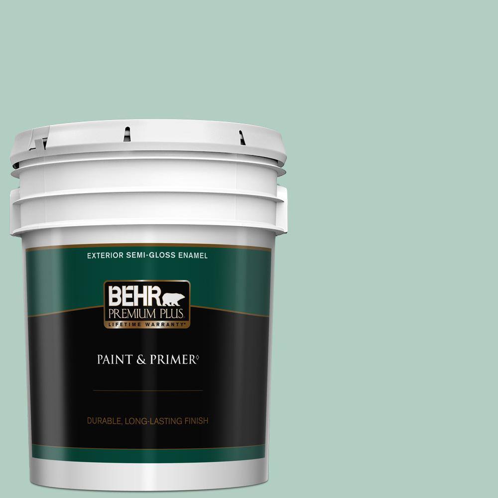 BEHR PREMIUM PLUS 5 gal. #M430-3 Wintergreen Dream Semi-Gloss Enamel ...