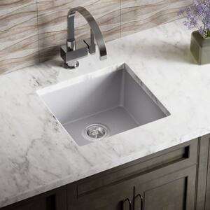 MR Direct Silver Quartz Granite 25 in. Single Bowl Undermount Kitchen ...