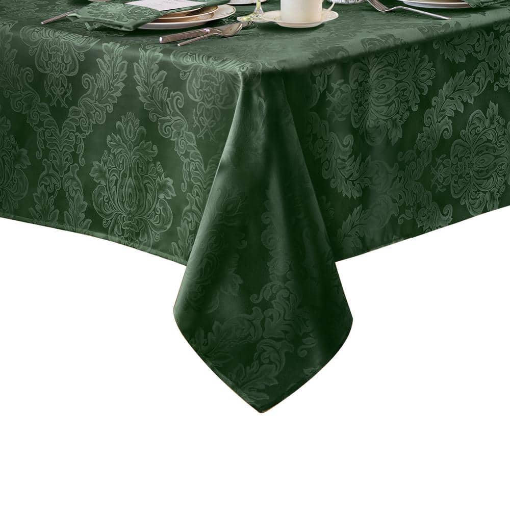Elrene 60 in. W x 102 in. L Hunter Barcelona Damask Fabric Tablecloth ...