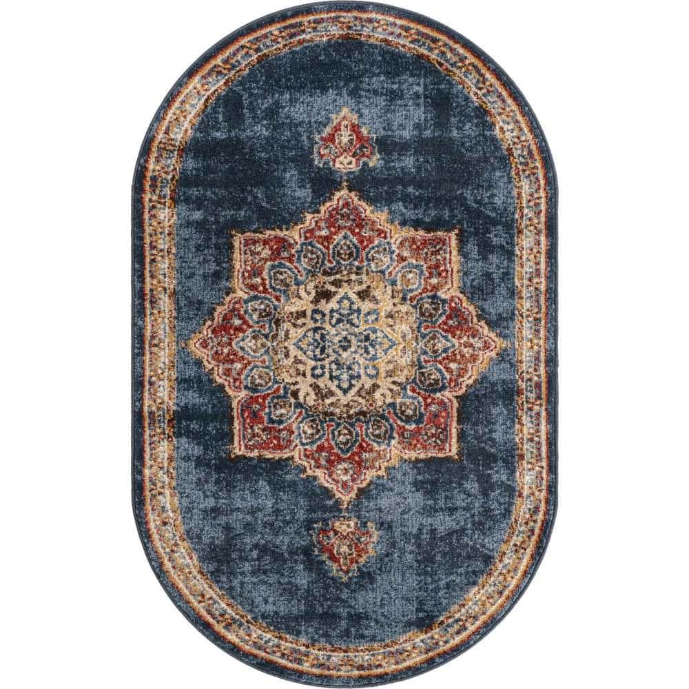 Unique Loom Utopia Helios Dark Blue 3 ft. 3 in. x 5 ft. 3 in. Area Rug ...