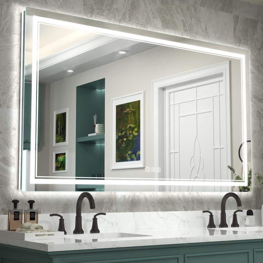 QueenFun Lumos 48 in. W x 30 in. H Rectangular Frameless Fogless ...