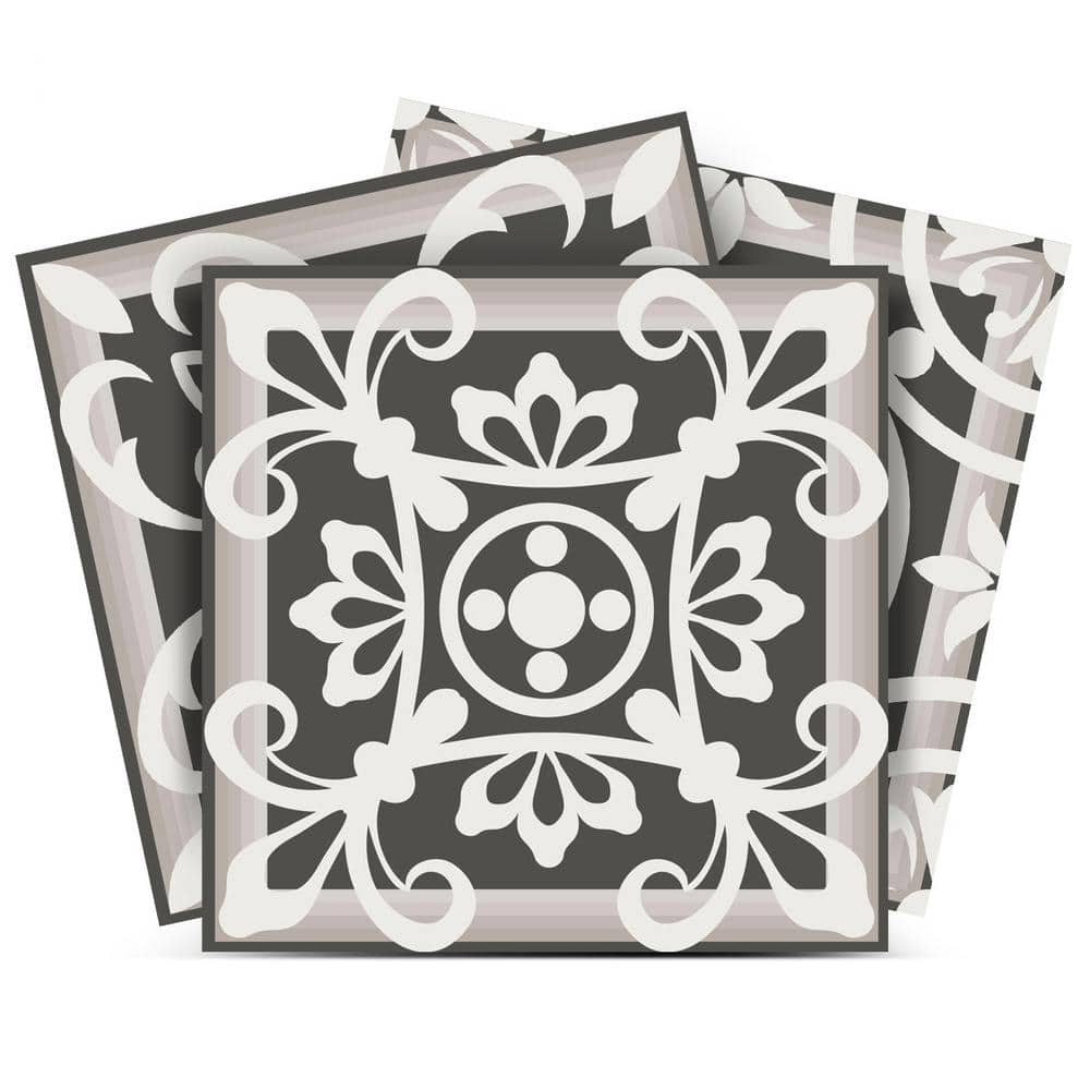MI ALMA Gray, White SB24 7 in. x 7 in. Vinyl Peel and Stick Tile (24 ...