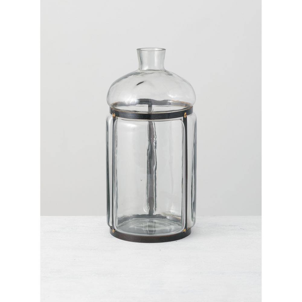SULLIVANS 14.5 in. Metal and Glass Bottle Vase G8266 - The Home Depot