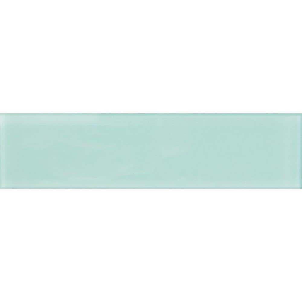 Apollo Tile Light Blue 4 in. x 5 in. Polished Glass Mosaic Tile Sample ...